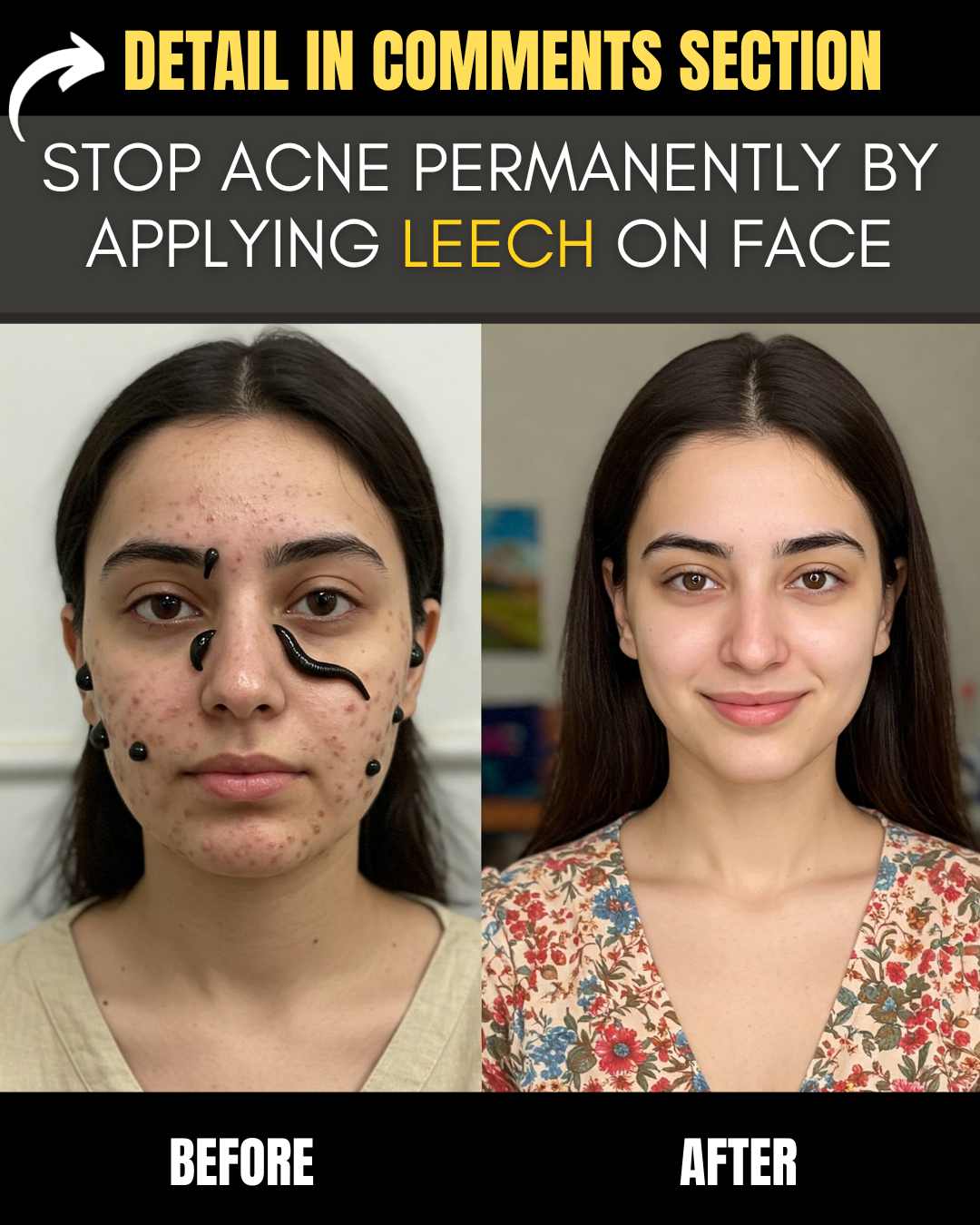 STOP ACNE PERMANENTLY BY APPLYING LEECH ON FACE - V Beautify